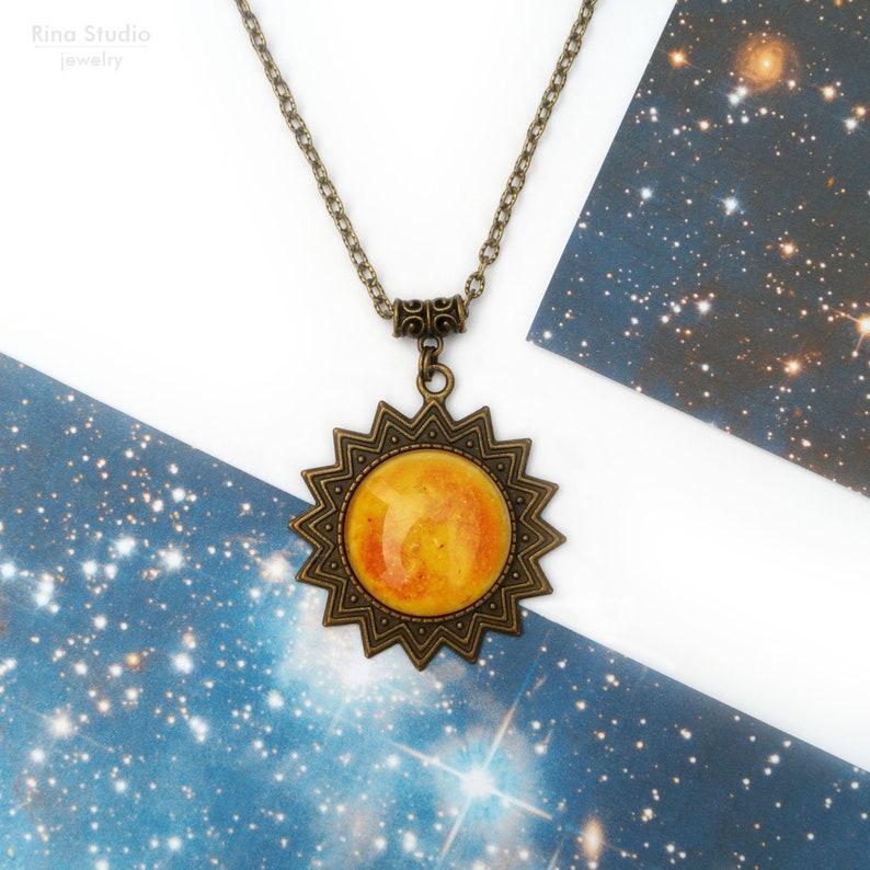 Sun Necklace Leo Ruling Planet Solar System Jewelry Yellow | Etsy