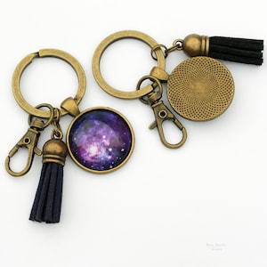 Galaxy Keychain With Tassel, Blue Purple Black Charm, Space Lobster ...