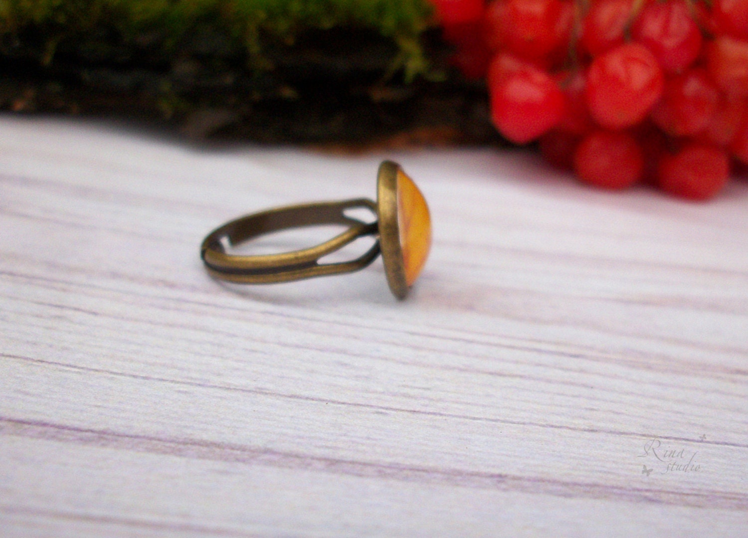 Yellow Autumn Leaves Adjustable Ring, Fall Jewelry, Yellow Fall Leaf ...