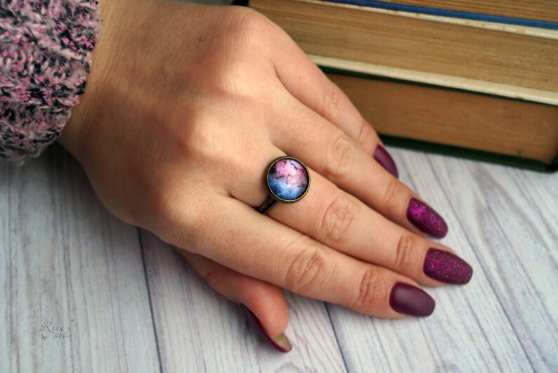 Galaxy Adjustable Ring Cosmic Jewelry Birthday gift idea for | Etsy