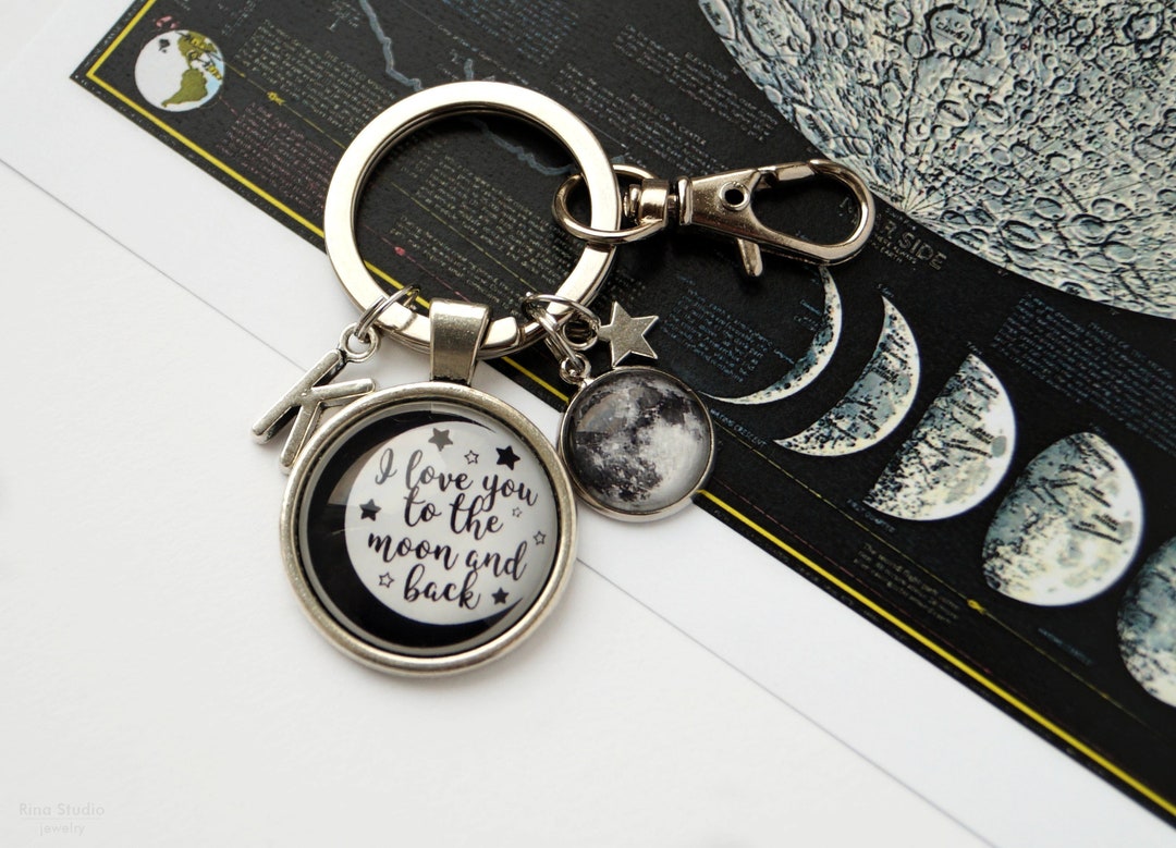 Personalized Custom Keychain, Full Moon Key Chain I Love You to the ...