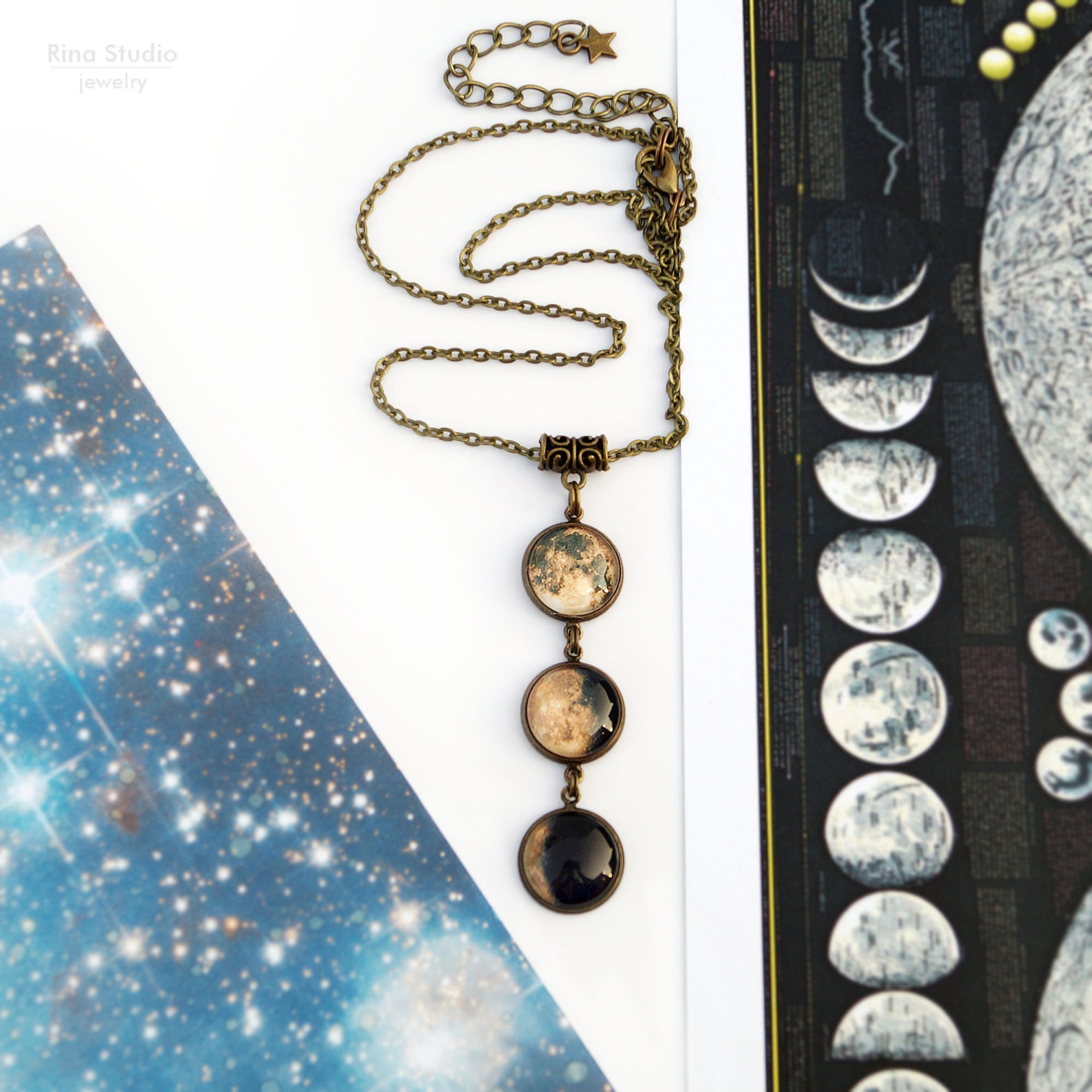 Custom Birth Moon Phase Necklace Lunar Eclipse Jewelry - Etsy