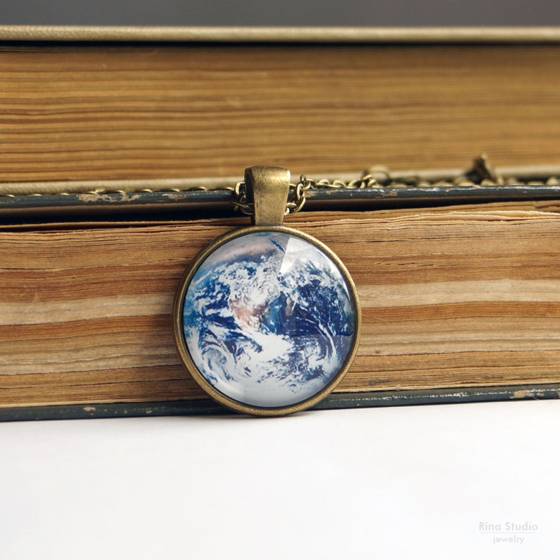 Earth Necklace Blue Marble Pendant Planet Jewelry Solar | Etsy