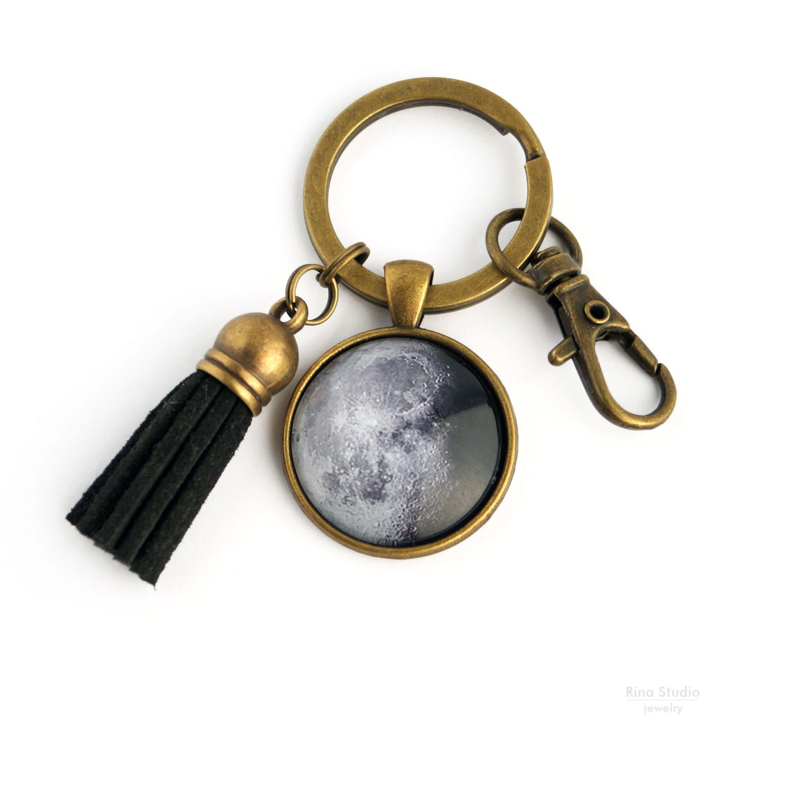 Custom Birth Moon Phase Keychain With Tassel and Lobster | Etsy