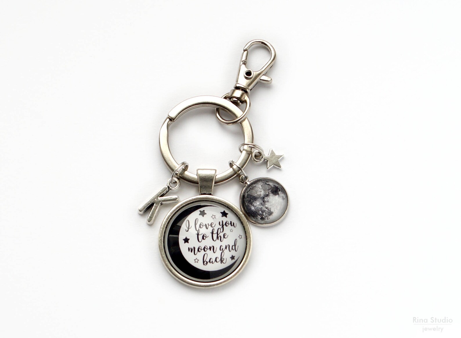 Personalized Custom Keychain, Full Moon Key Chain I Love You to the ...
