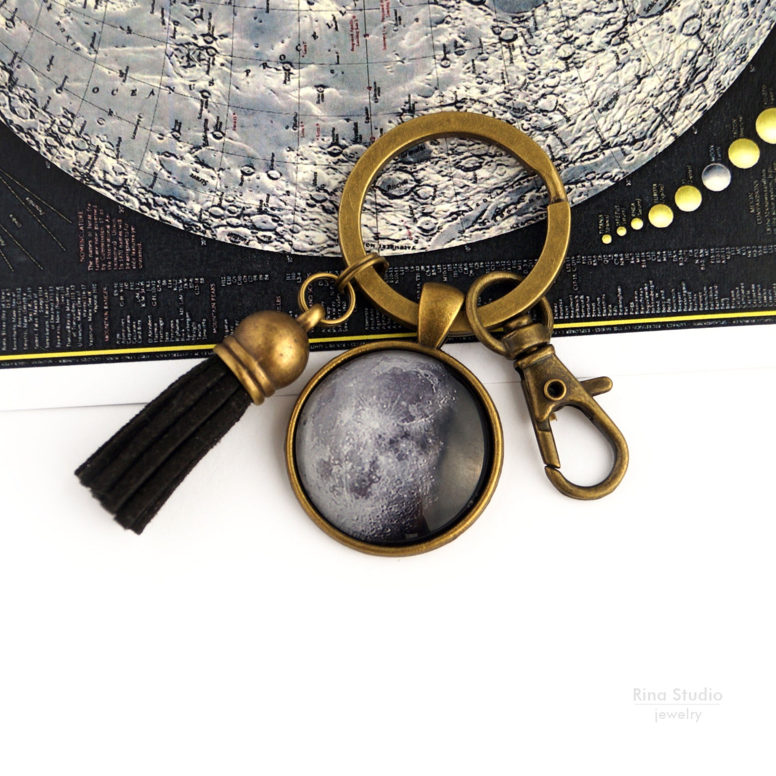 Custom Birth Moon Phase Keychain With Tassel and Lobster | Etsy