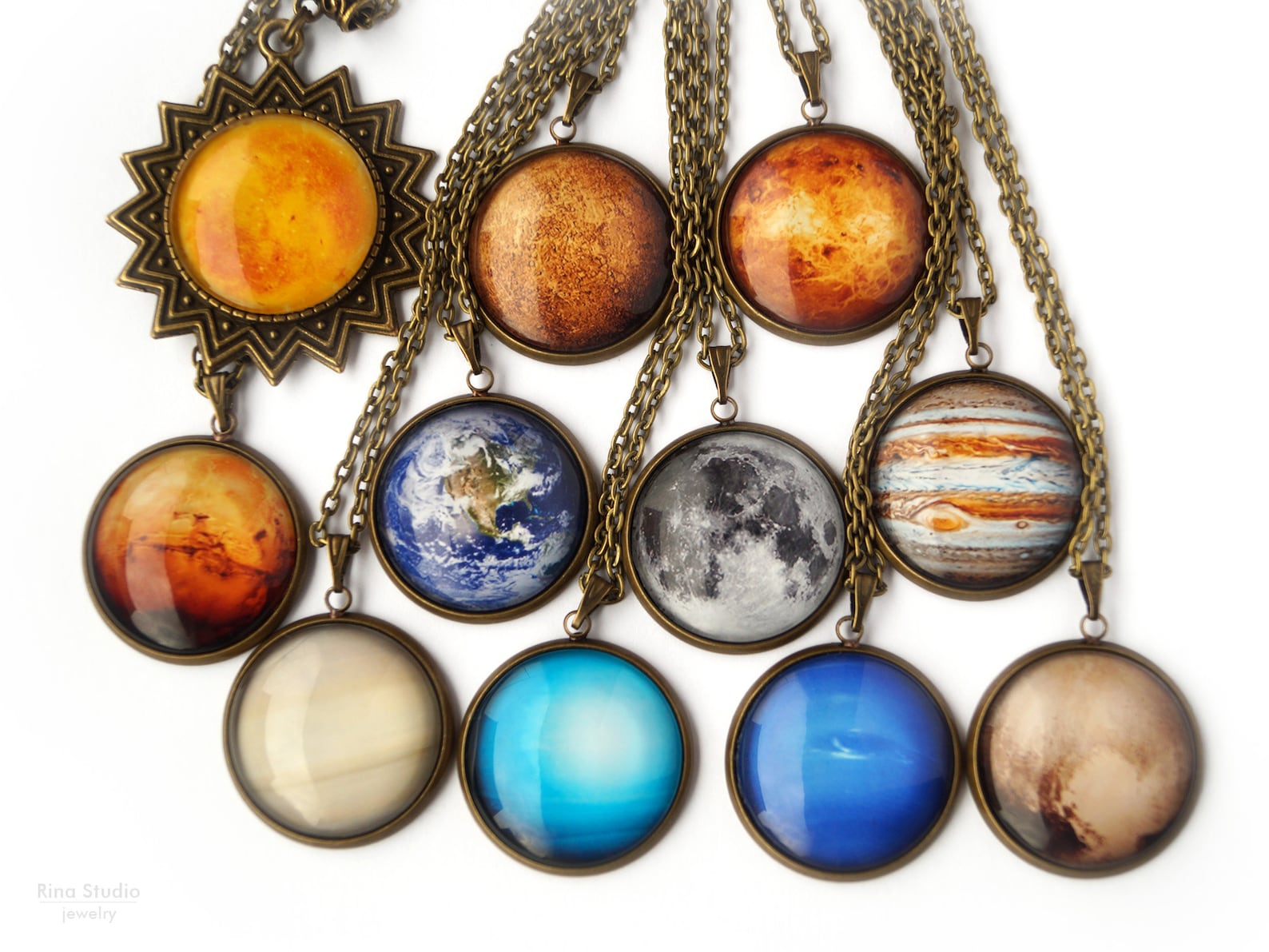 Planet Necklaces Solar System Jewelry Earth Moon Jupiter - Etsy