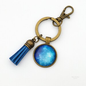 Galaxy Keychain With Tassel, Blue Purple Black Charm, Space Lobster ...