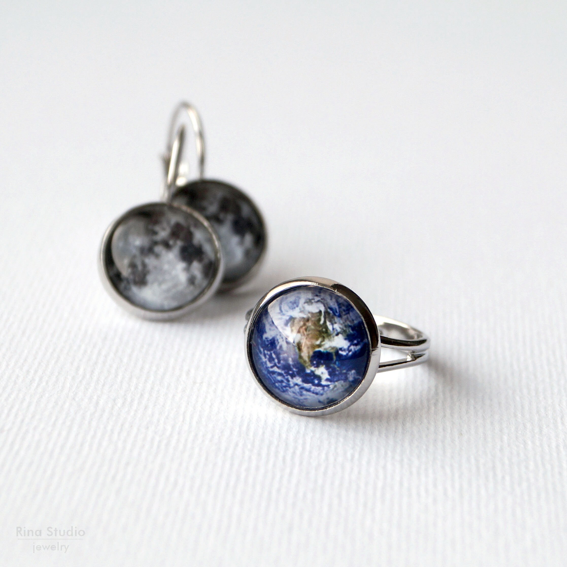 Earth Ring Adjustable Blue Planet Ring Galaxy Jewelry Space - Etsy