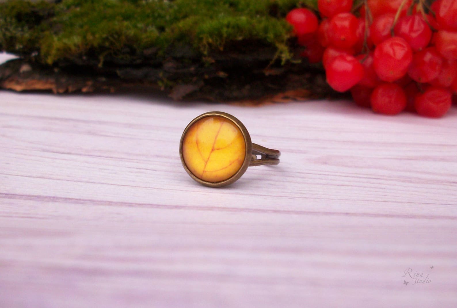 Yellow Autumn Leaves Adjustable Ring Fall Jewelry Yellow | Etsy