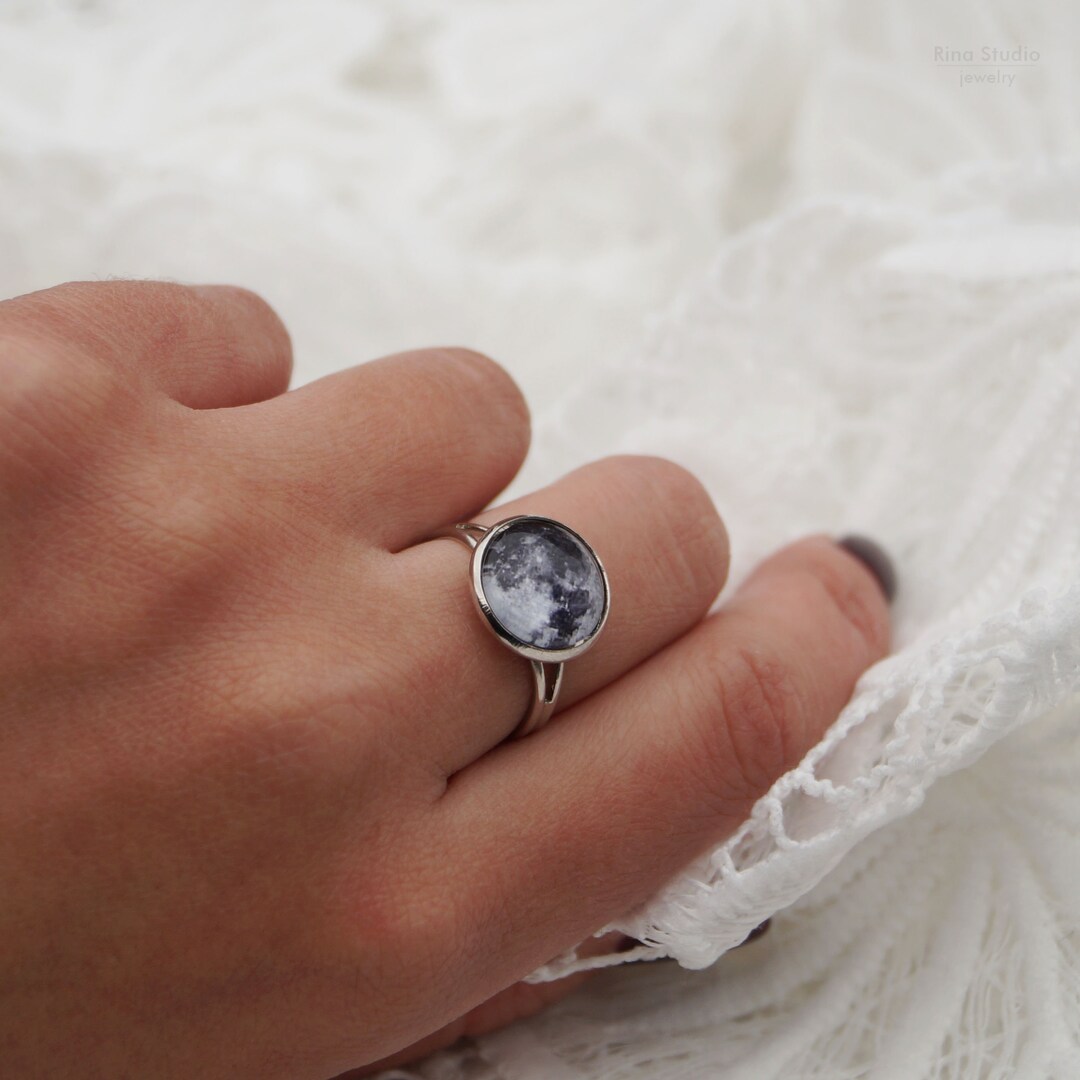 Moon Ring, Space Adjustable Ring, Custom Birth Moon Phase Jewellery, La ...