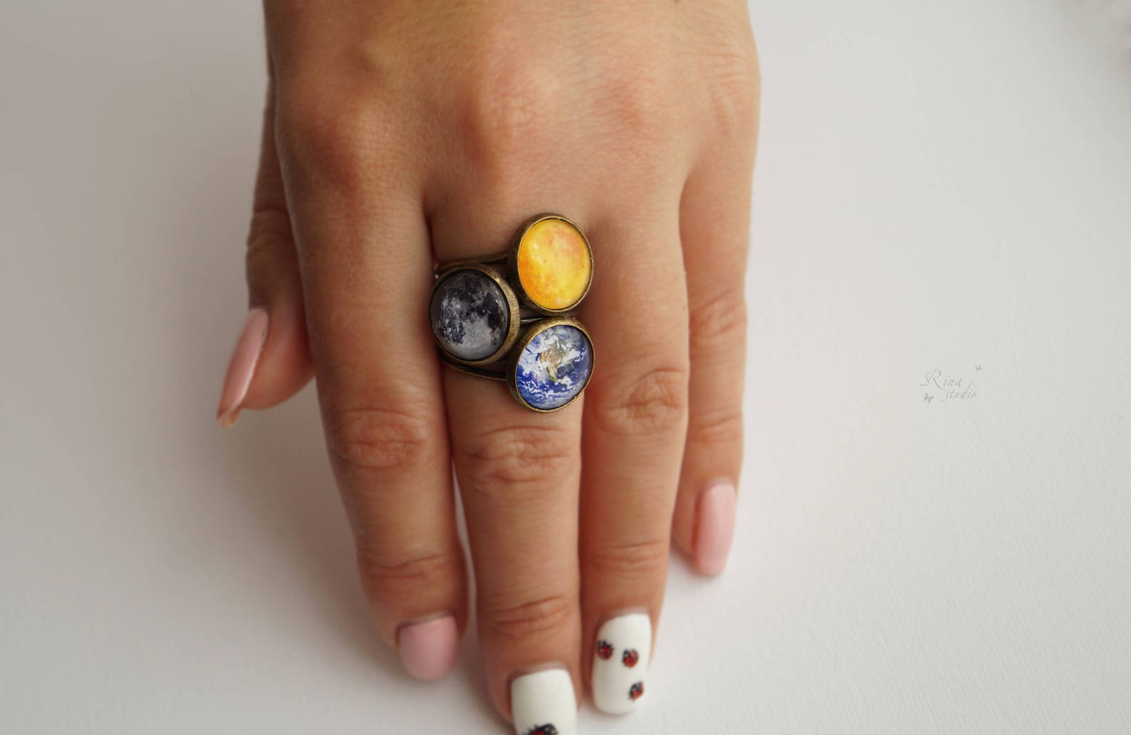 Sun and Moon Earth Rings 3 Adjustable Planet Ring Sun Earth | Etsy
