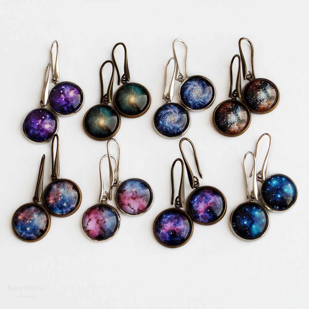 Galaxy Drop Earrings, Celestial Gift for Girl, Universe Astronomy ...