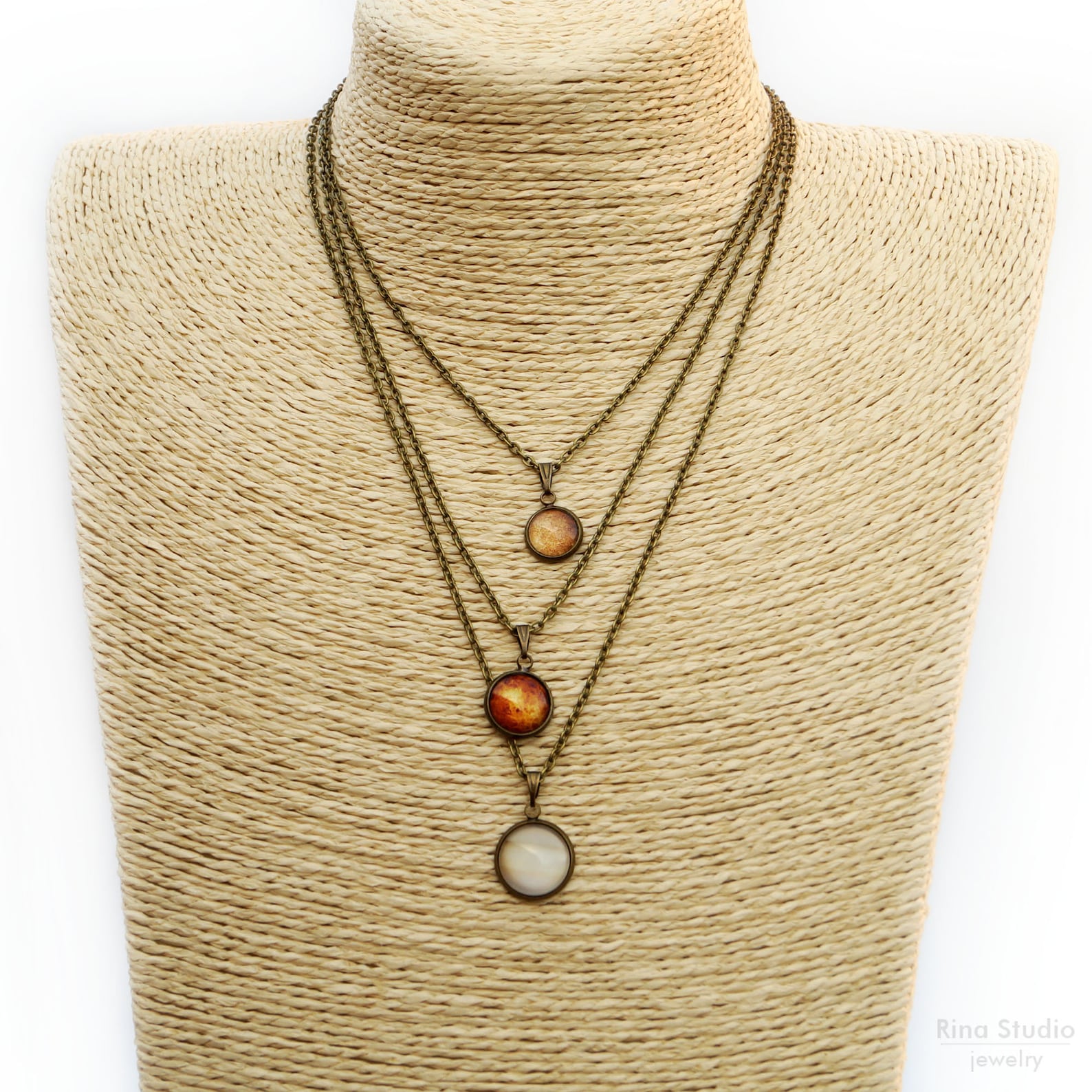 Necklaces with Planets of the Solar System Earth Moon Jupiter | Etsy