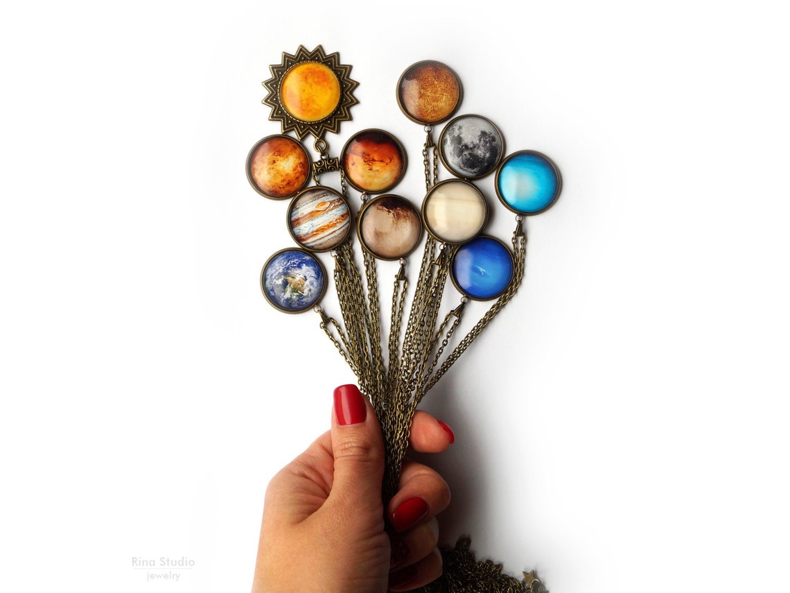 Planet Necklaces Solar System Jewelry Earth Moon Jupiter - Etsy