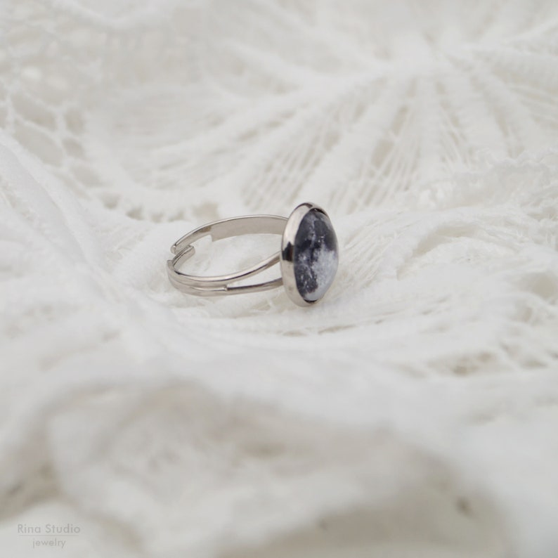 Moon Ring Space Adjustable Ring Custom Birth Moon Phase | Etsy