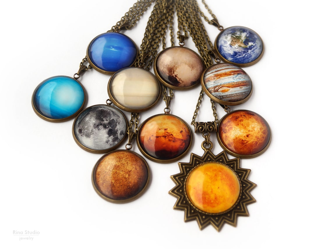 Planet Necklaces Solar System Jewelry Earth Moon Jupiter | Etsy