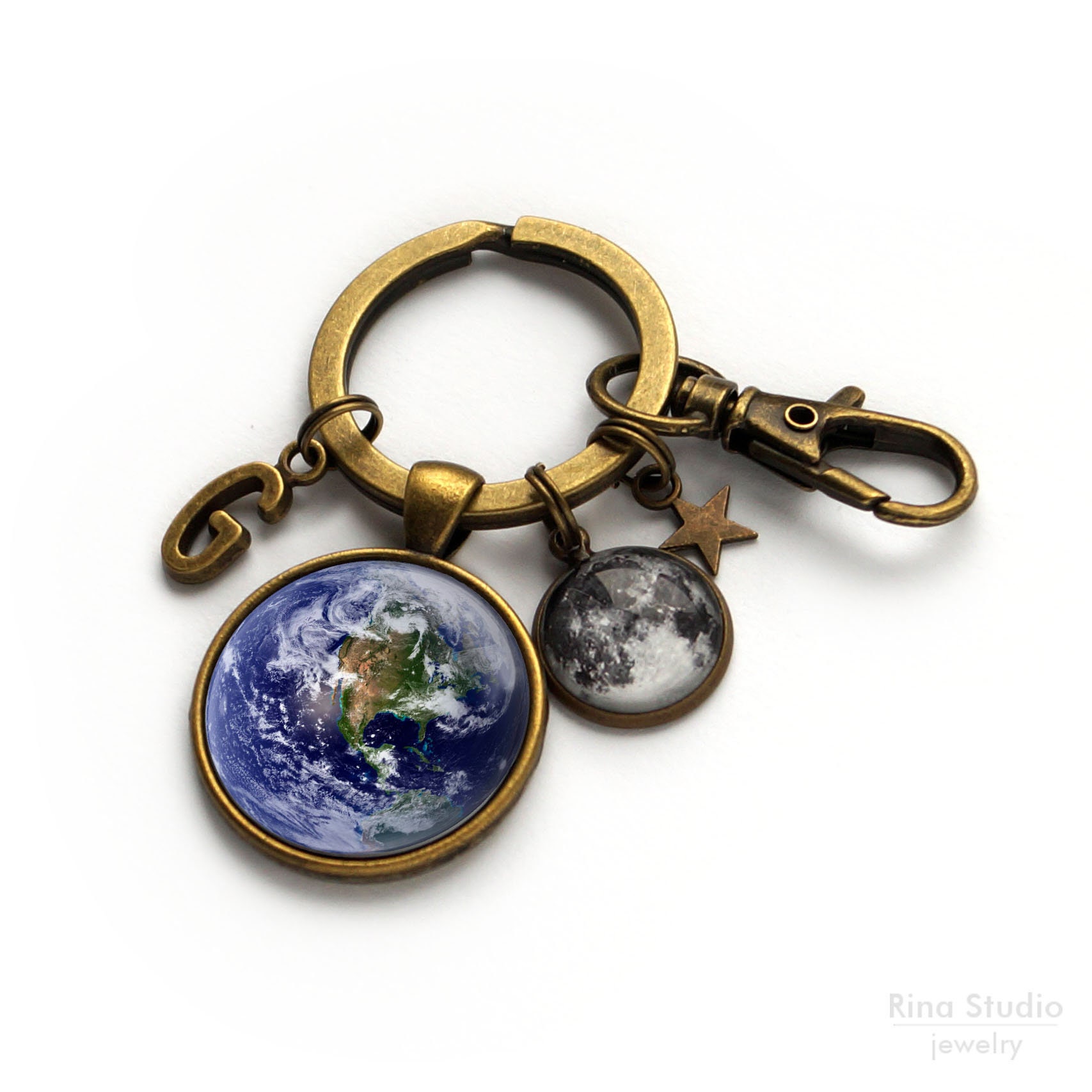 Earth and Moon Keychain Personalized Science Gift for Sister - Etsy