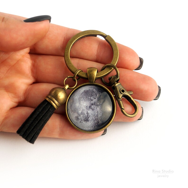 Custom Birth Moon Phase Keychain With Tassel and Lobster | Etsy