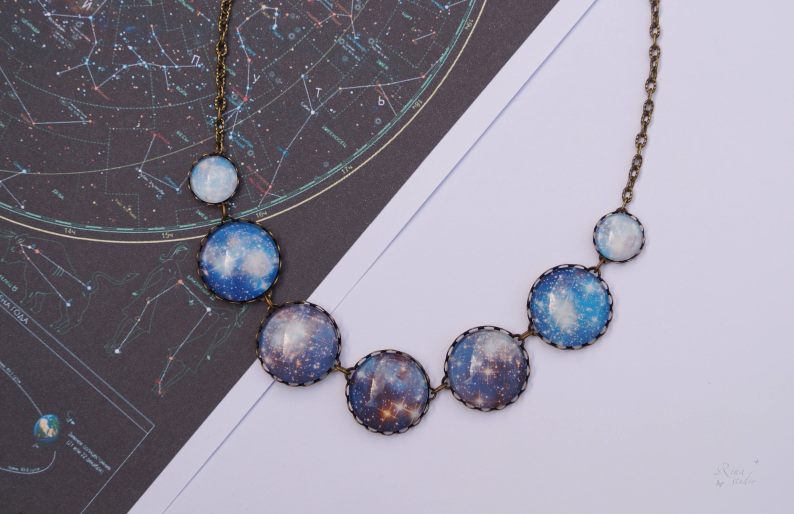 Space Necklace, Star Cluster Necklace, Nebula Universe Science Jewelry ...