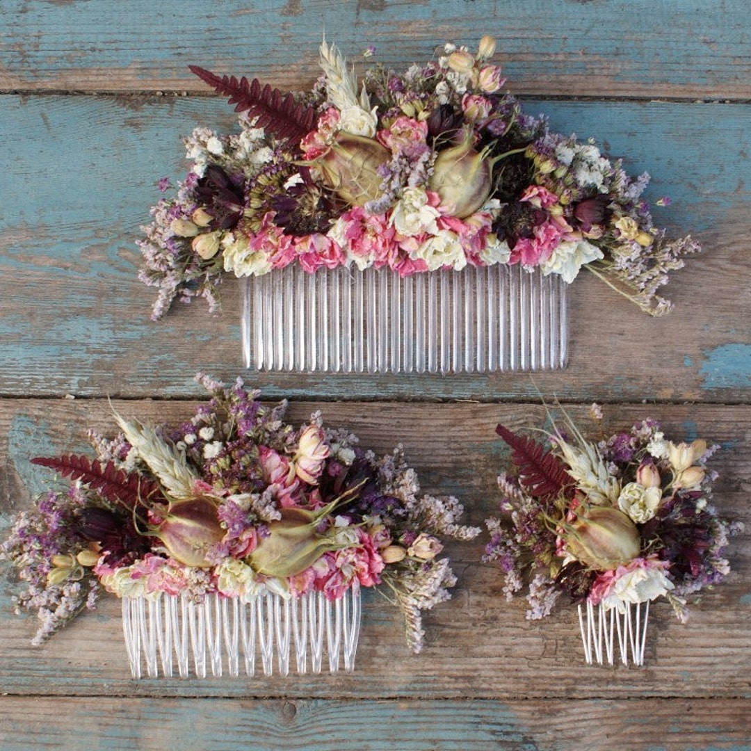 Woodland Berry Dried Flower Hair Comb - Etsy