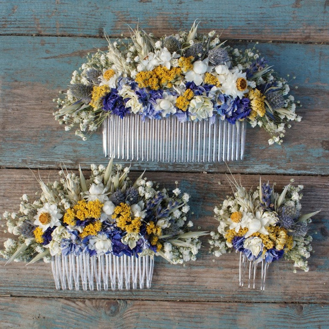 Prairie Blues Dried Flower Hair Comb - Etsy