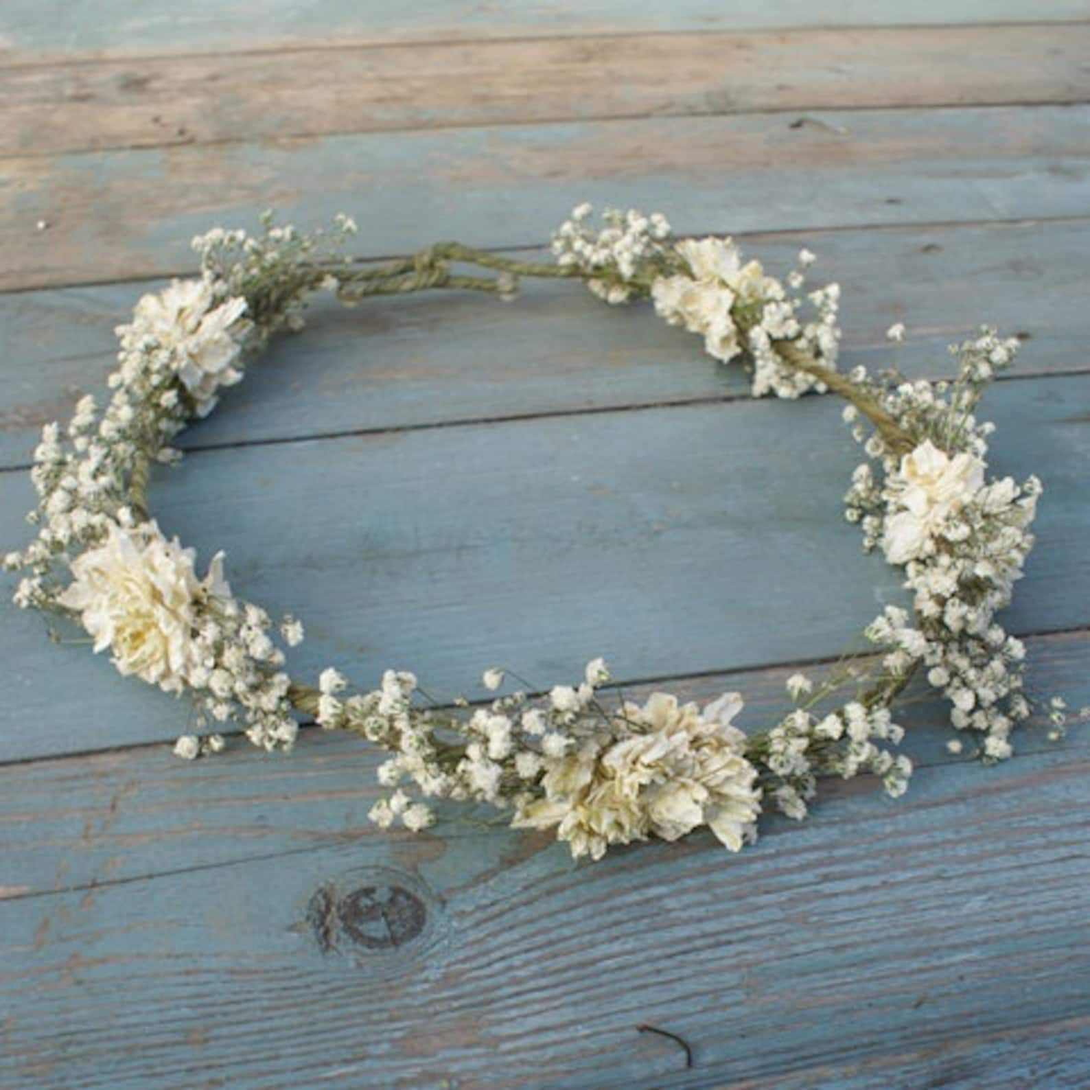 Boho Purity Dried Flower Hair Crown - Etsy