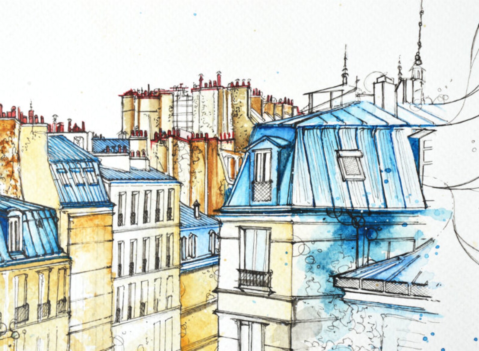 Parisian Rooftops, Paris Painting, France, Street Art, Wall Art, Home ...