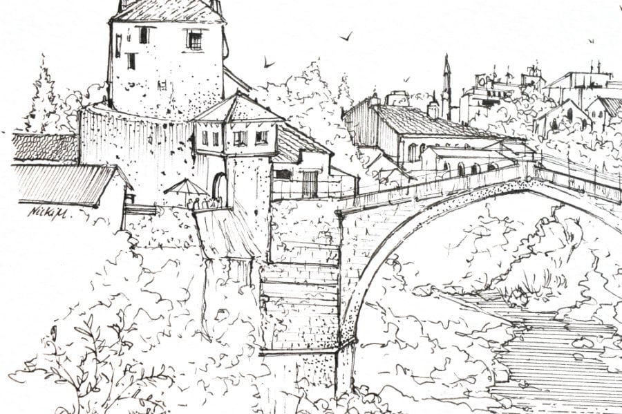 Stari Most Bosnia & Herzegovina Travel Art Street Art Wall - Etsy