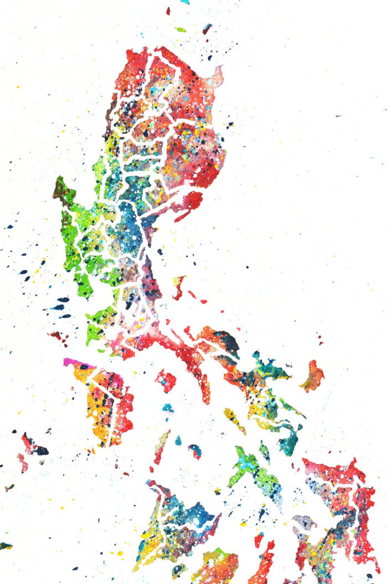 The Philippines Watercolor Map Abstract Art Wall Art Home - Etsy