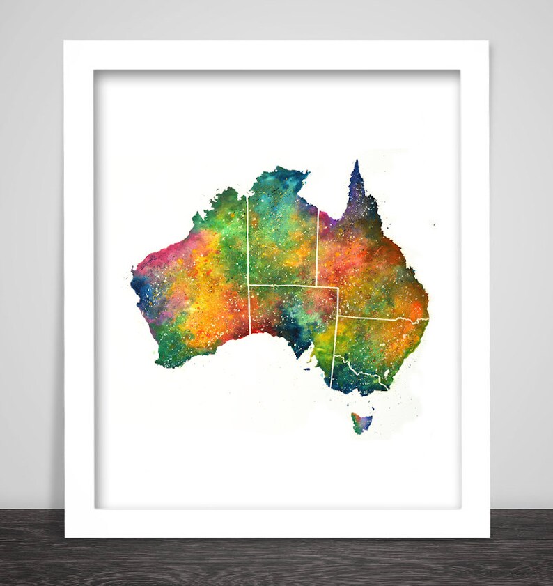 Australia Watercolor Map Abstract Art Wall Art Home Decor - Etsy
