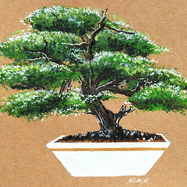 Bonsai Tree Painting - Etsy