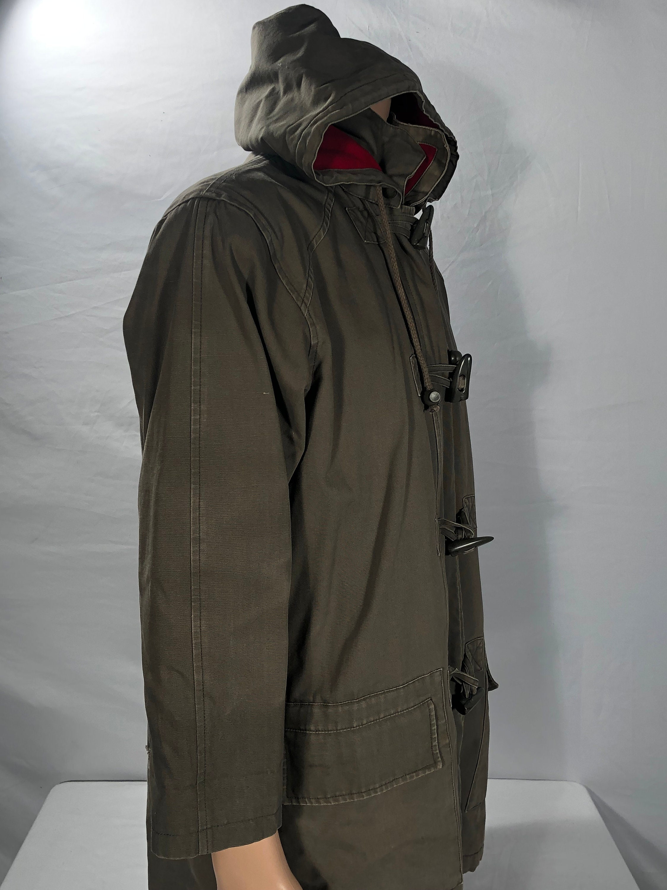 Vintage Womens Military Style Toggle Clasp Olive Green Army Coat Jacket ...