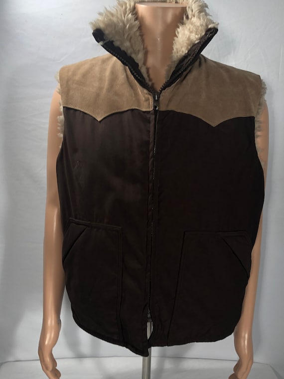 Vintage Men's WOOLRICH western cut cowboy vest sherpa… - Gem