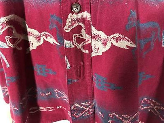 Vintage SANDY RIVER western print horse flannel purpl… - Gem
