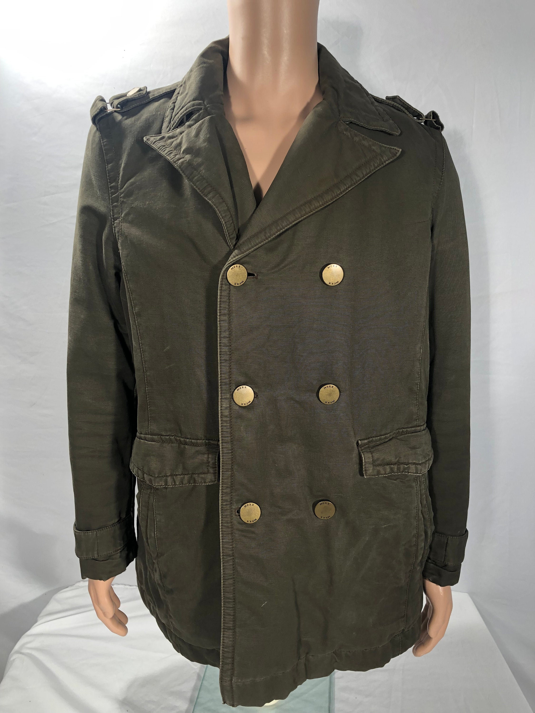 Vintage Mens MEXX Military Style Army Winter Coat Jacket With Wool ...