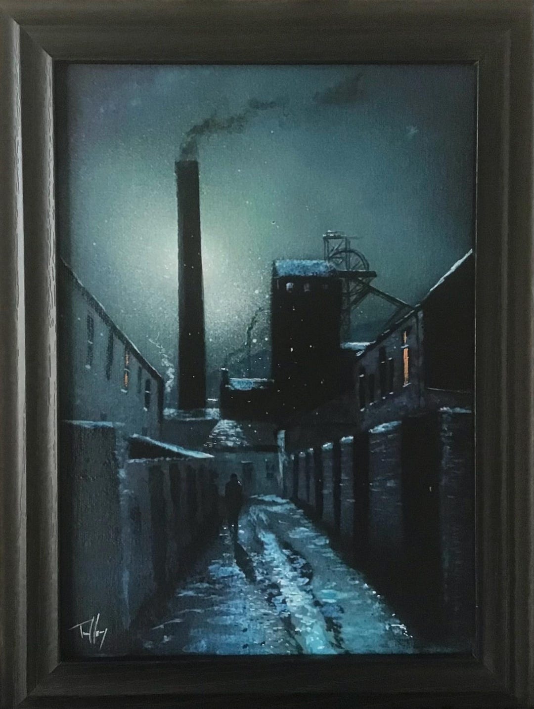 A4 Hand Finished Print Pete Tuffrey Industrial Northern Art Coal Mine ...