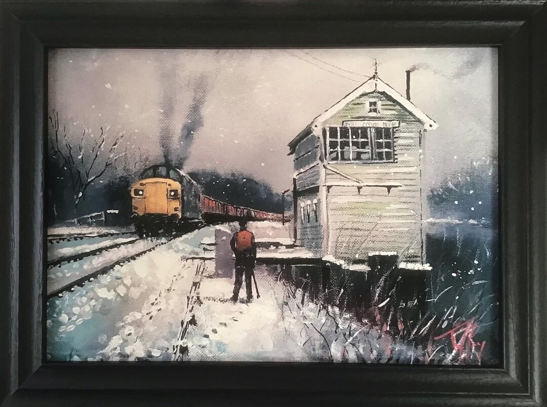 A4 Hand Finished Print Pete Tuffrey Winter Snow Railways Industrial ...