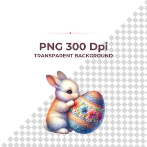 Easter Clipart Bundle 29 PNG: Watercolor Bunny & Egg Illustrations ...