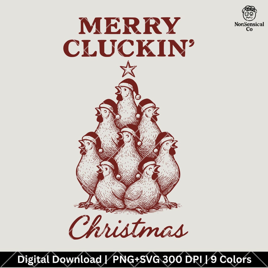 Funny Chicken Christmas Tree SVG – Farmhouse Holiday Design (digital ...