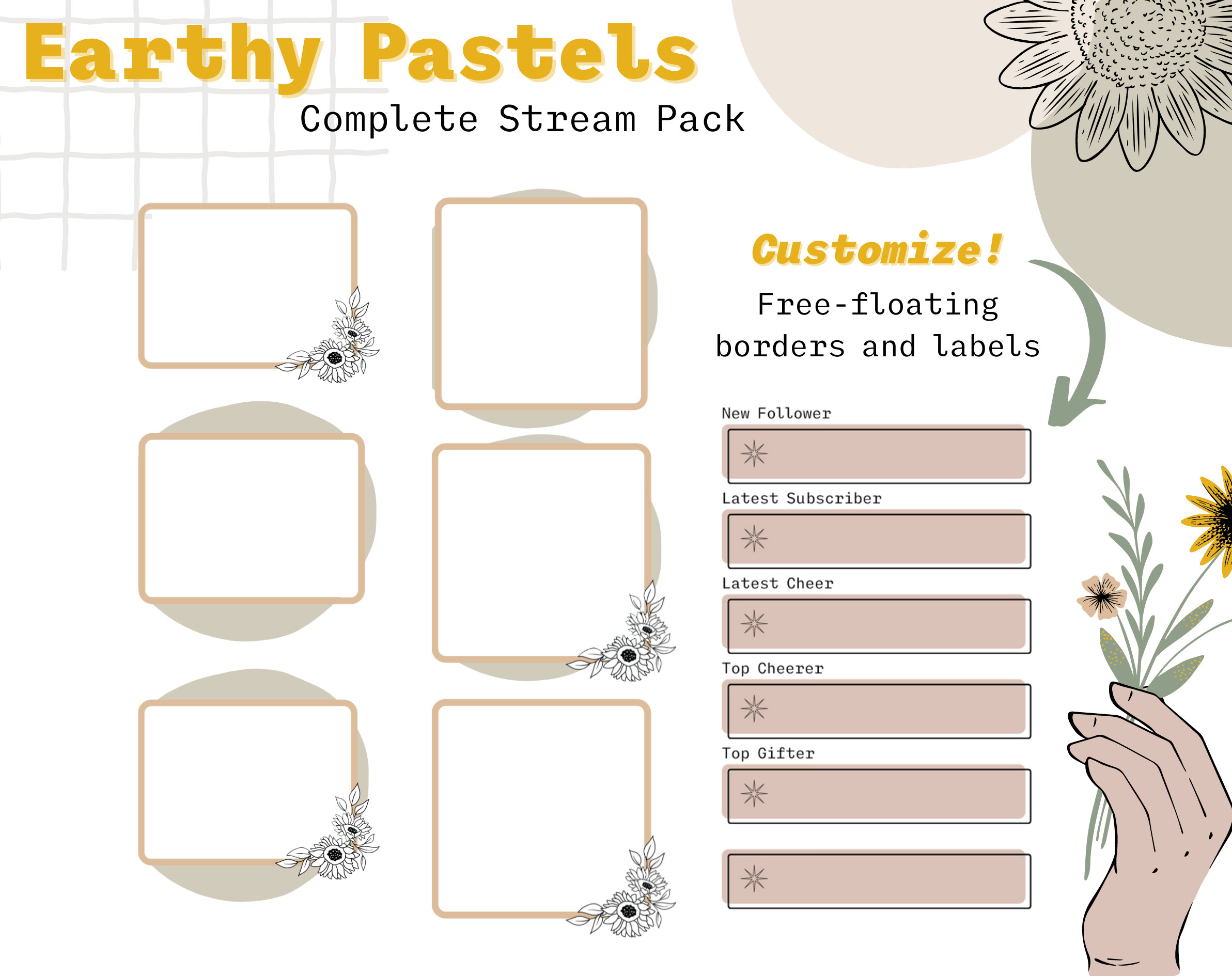 Earthy Pastels Animated Stream Overlay Pack Features a - Etsy