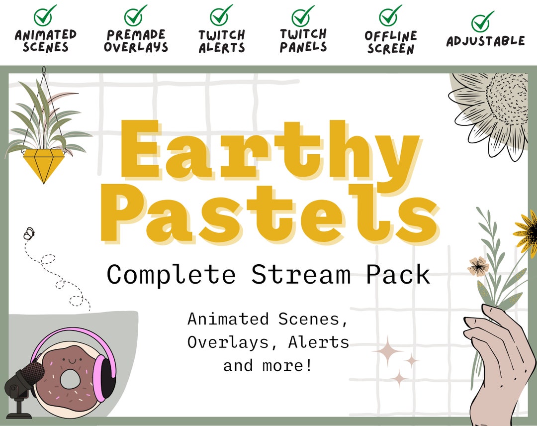 Earthy Pastels Animated Stream Overlay Pack - Features a Neutral, Boho ...