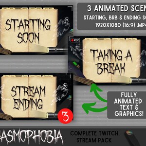 ANIMATED Phasmophobia Stream Overlay & Twitch Alerts Pack - Scenes ...