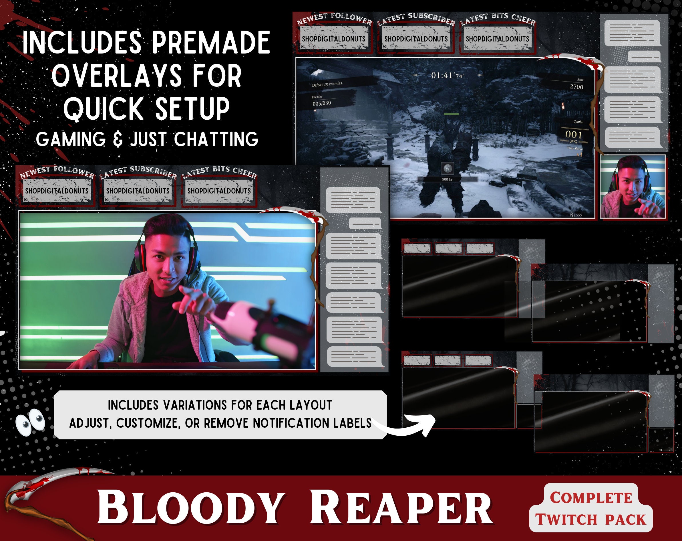 Bloody Grim Reaper Stream Overlay Stream Pack Twitch Alerts - Etsy Canada