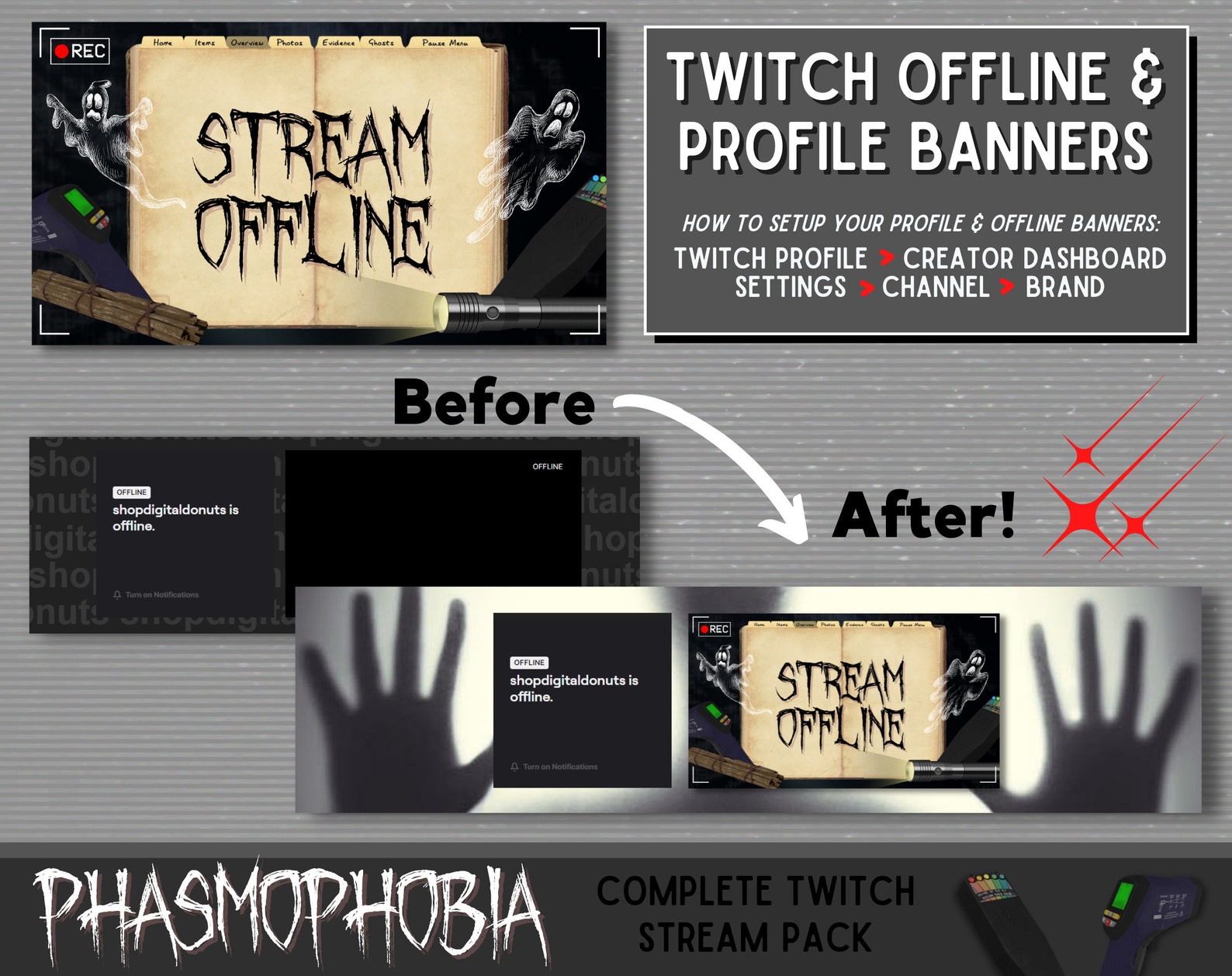 ANIMATED Phasmophobia Stream Overlay & Twitch Alerts Pack - Etsy