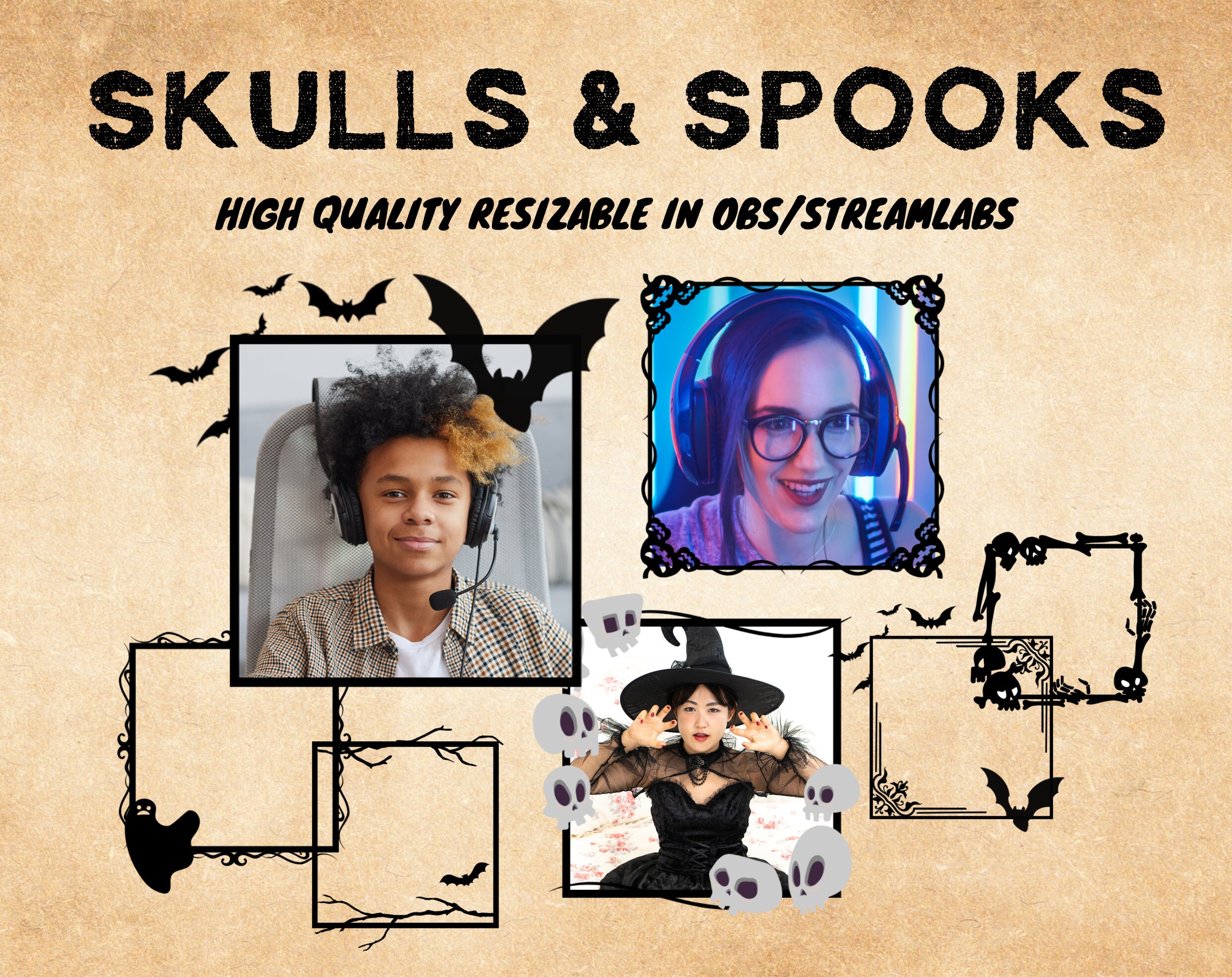 50 Halloween Webcam Frames & Overlays Obs/streamlabs | Spooky Stream ...