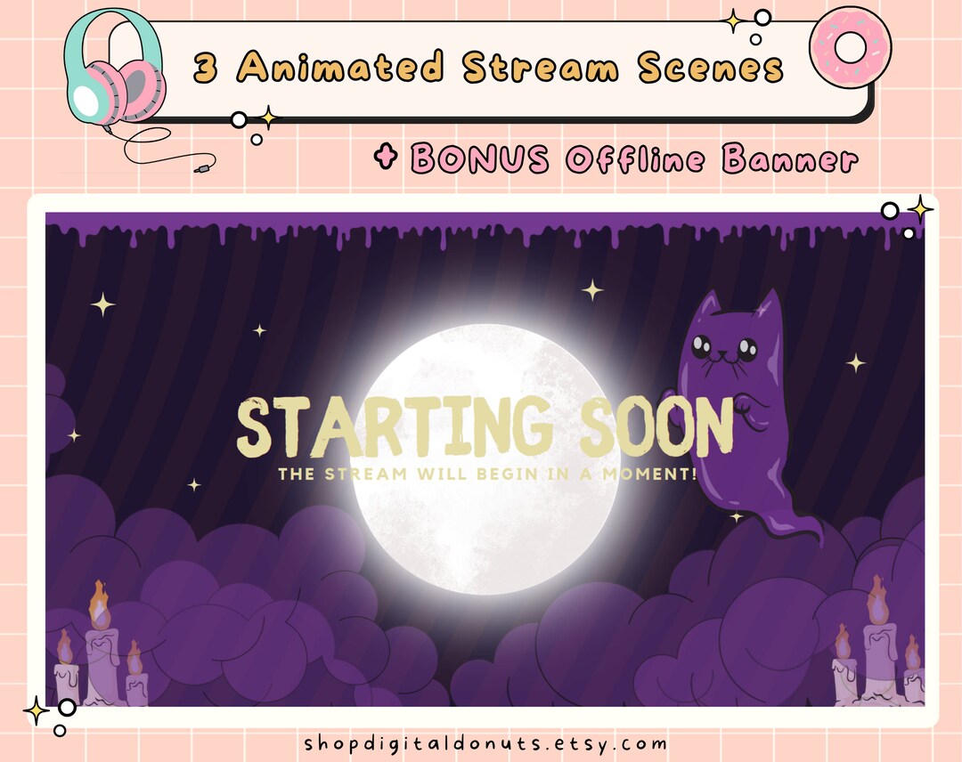 Spooky Cute Animated Stream Scenes - Cute Animated Twitch Scenes ...