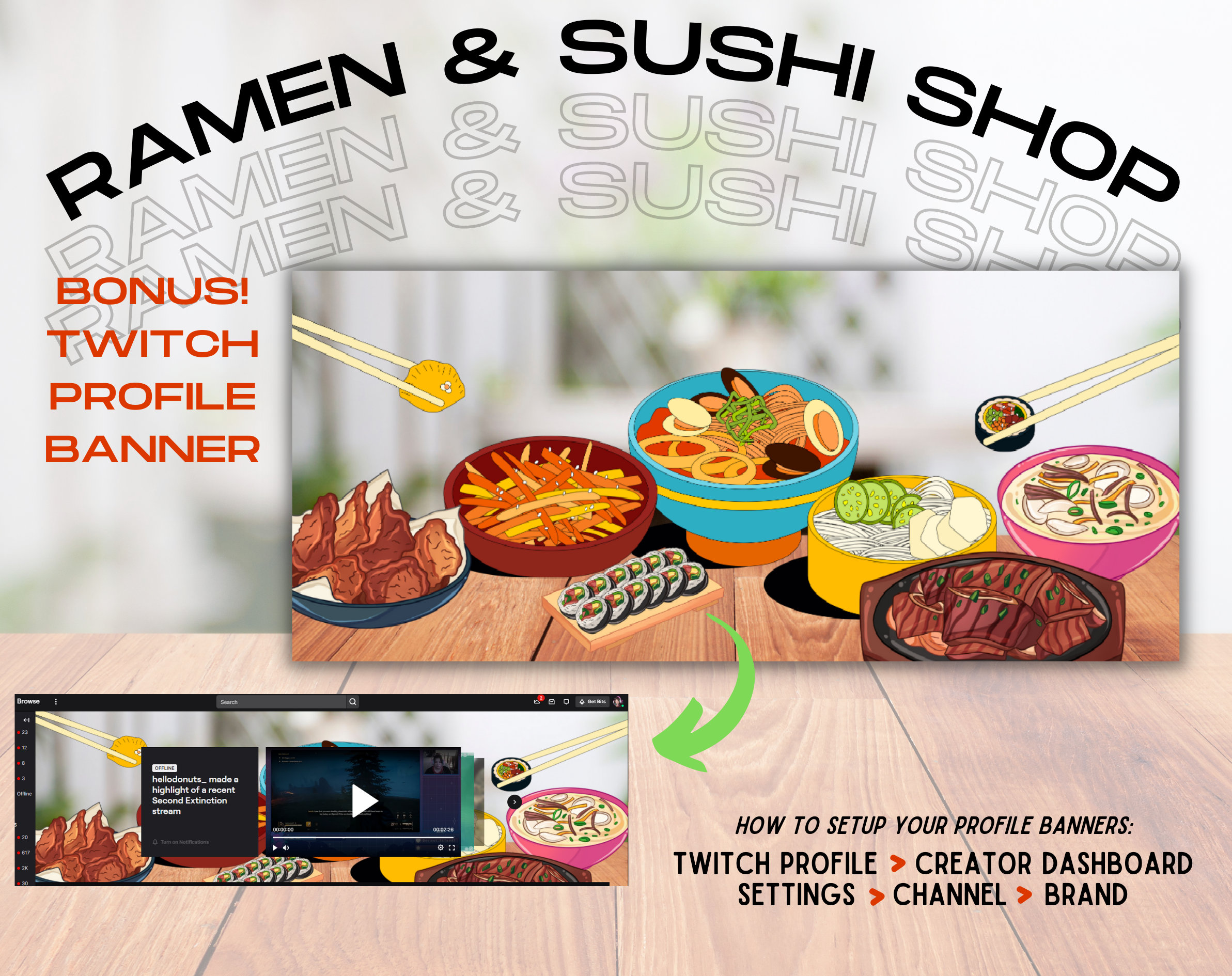 Ramen/sushi Animated Stream Overlay and Scene Pack - Featuring ...