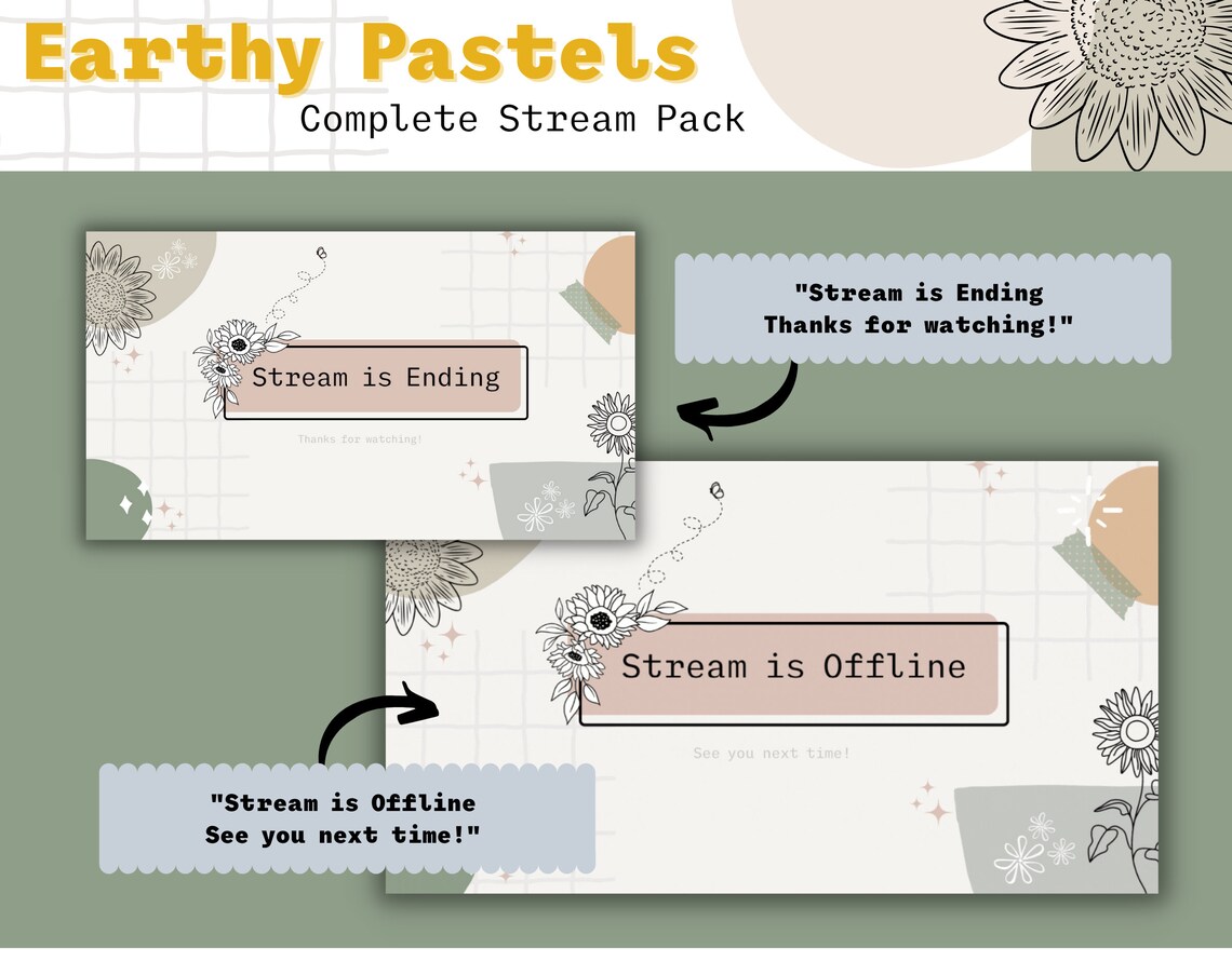 Earthy Pastels Animated Stream Overlay Pack Features a - Etsy