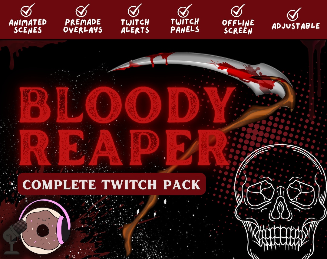 Bloody Grim Reaper Stream Overlay Stream Pack - Twitch Alerts, Twitch ...
